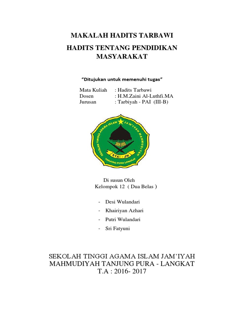 MAKALAH HADITS TARBAWI Pendidikan Masyarakat | PDF