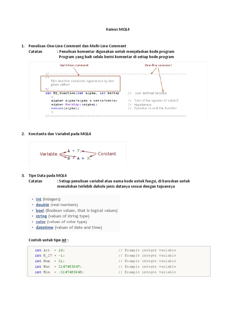 Kamus MQL4 | PDF | Boolean Data Type | Integer (Computer Science)