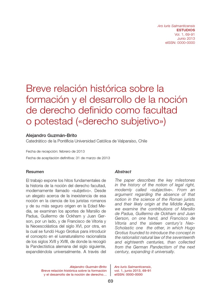 La Noción Del Derecho Facultad Como Derecho Subjetivo ALEJANDRO GUZMAN ...