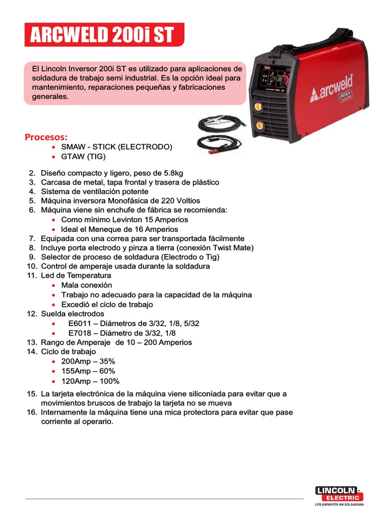 ESPECIFICACIONES ARCWELD 200i ST EDIPESA | PDF | Soldadura | Construcción