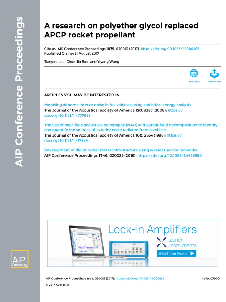 A Research On Polyether Glycol Replaced APCP Rocket Propellant PDF ...