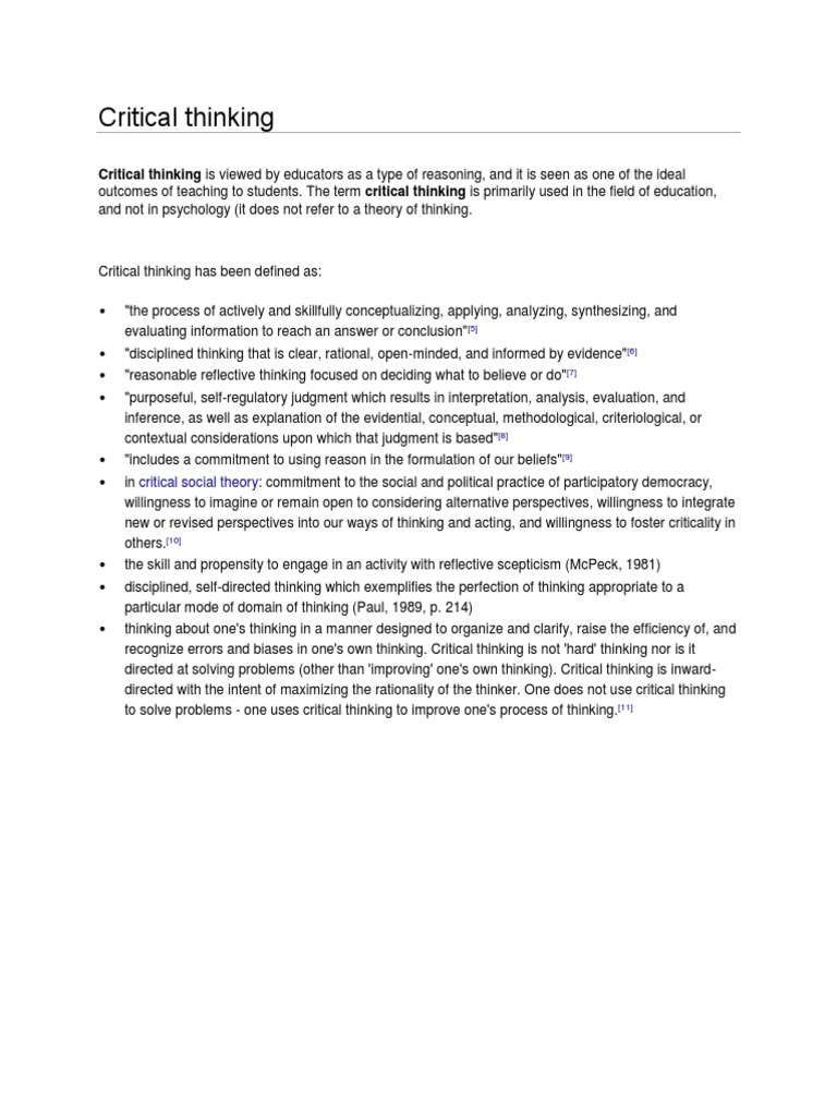 Critical Thinking | PDF | Critical Thinking | Reason