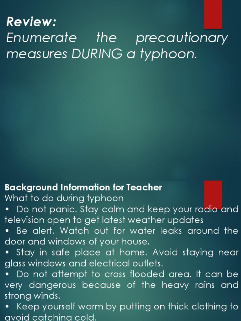 Science Week 6 Day 3 Enumerating Precautionary Measures After A Typhoon ...