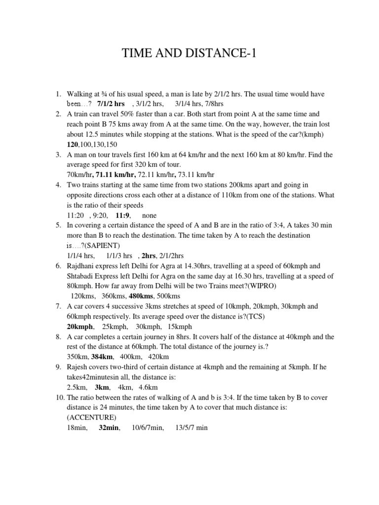 Time and Distance | PDF | Speed | Physical Quantities