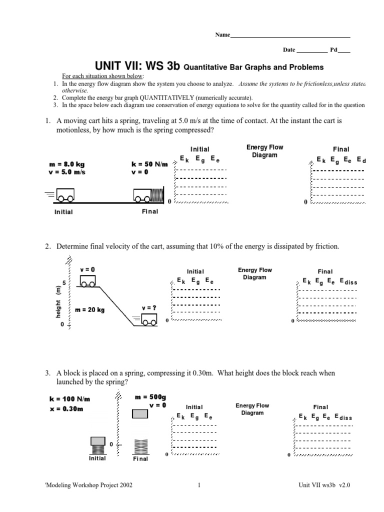 Unit 7 WS 3b Quantitative Energy Problems PDF | PDF | Force | Materials ...