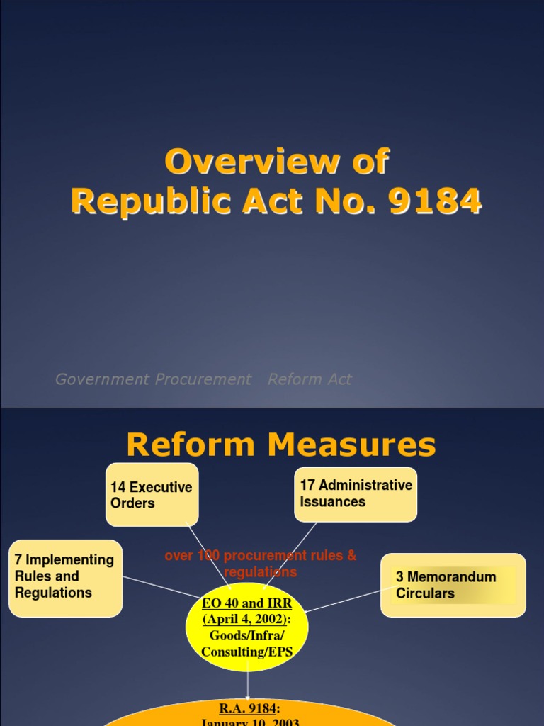 RA9184 Overview1-Present | PDF | Procurement | Insurance