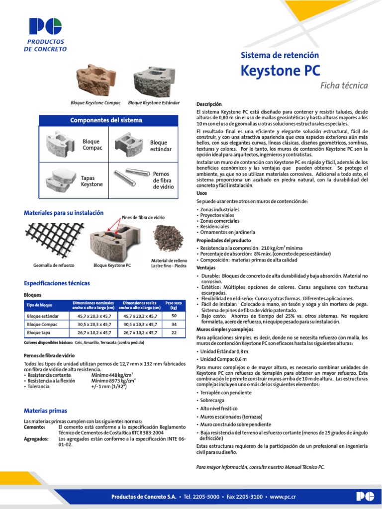 Muro de Contención Keystone PC en Costa Rica | PDF | Hormigón ...