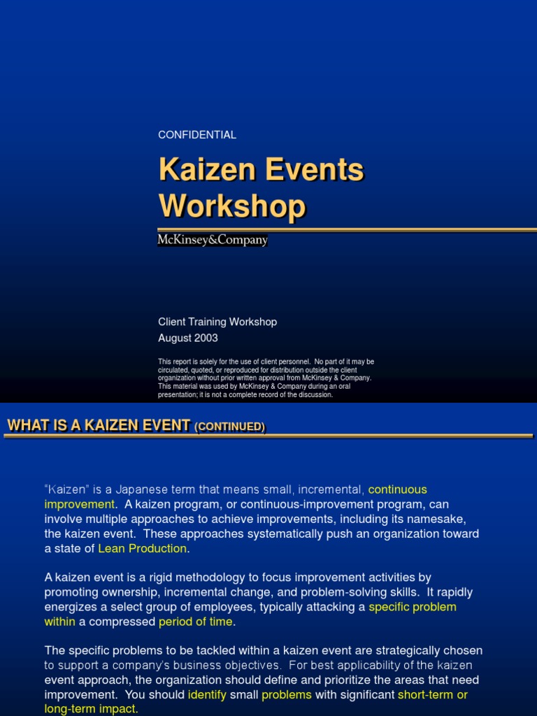 Kaizen Event Workshop Aug.03.ppt | Performance Management | Time | Free ...