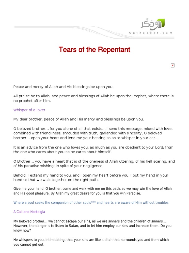 Tears of The Repentant | Download Free PDF | Repentance | God In Islam