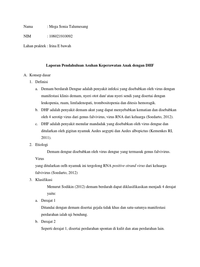 Asuhan Keperawatan Anak dengan DHF | PDF