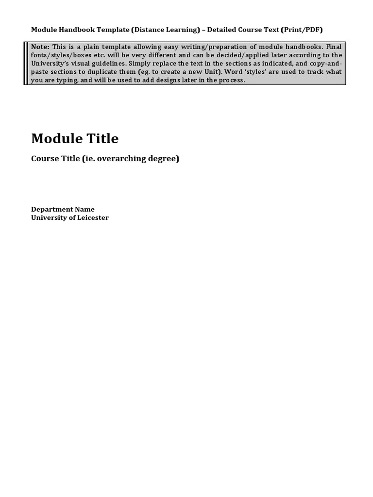 Module Handbook Template | PDF | Learning | Cognition