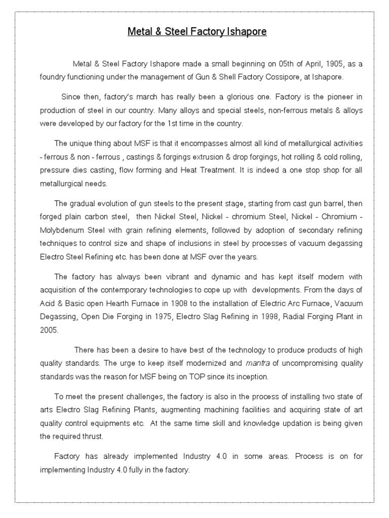 Ministry of Steel Presentatation On MSF | PDF | Forging | Steel