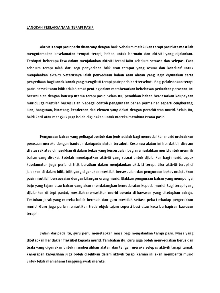Langkah Perlaksanaan Terapi Pasir | PDF
