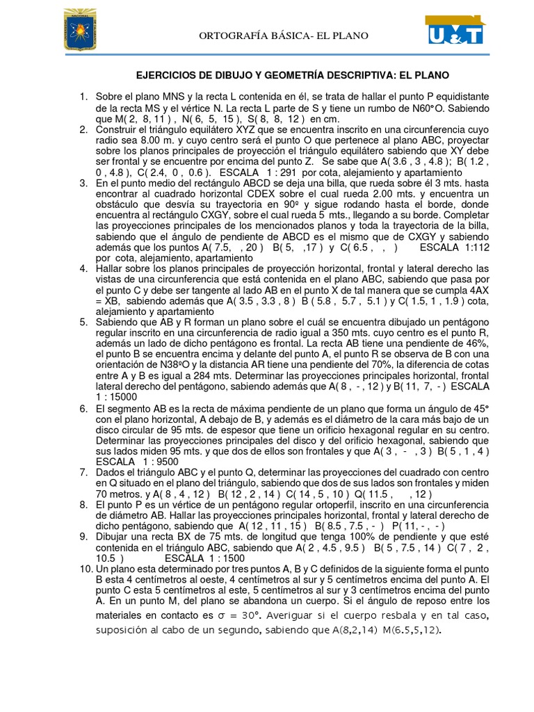 EJERCICIOS DE DIBUJO Y GEOMETRÍA DESCRIPTIVA-EL PLANO-mut PDF | PDF ...
