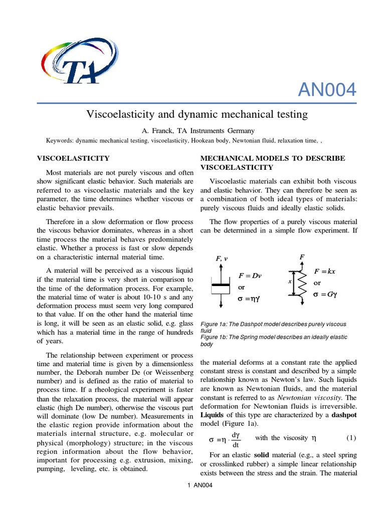 Dynamic Mechanical Testing of Viscoelasticity | PDF