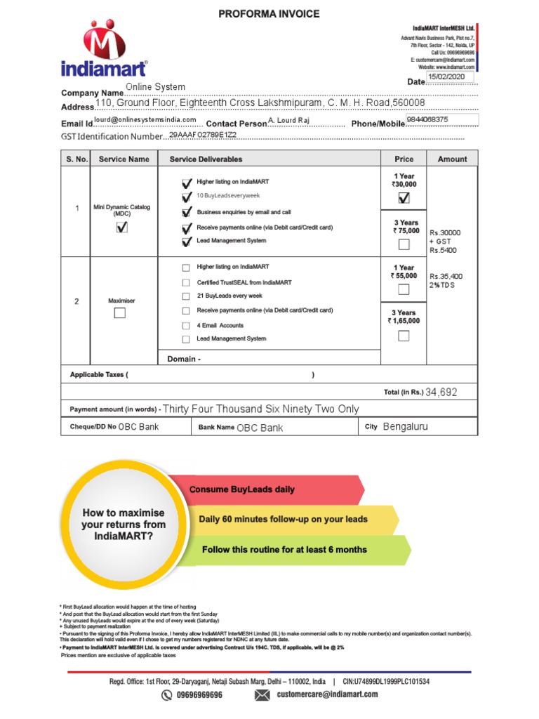 Indiamart Invoice Guidelines | PDF