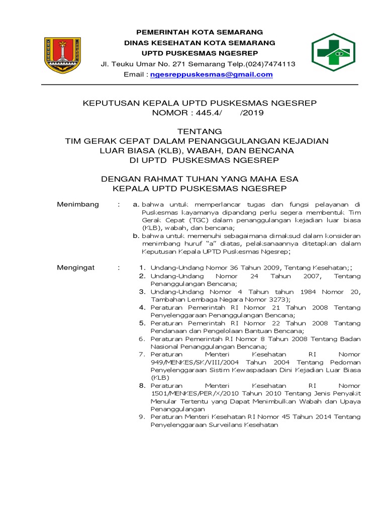 SK Tim TGC KLB, Wabah, Bencana | PDF