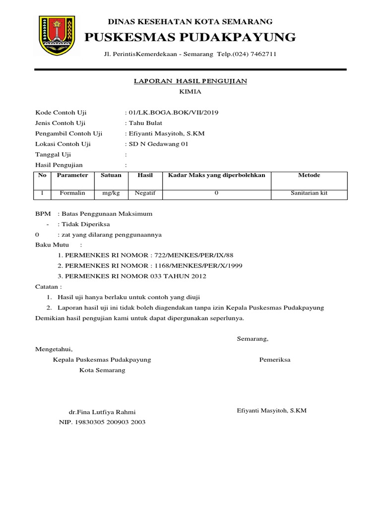 Laporan Hasil Pengujian | PDF