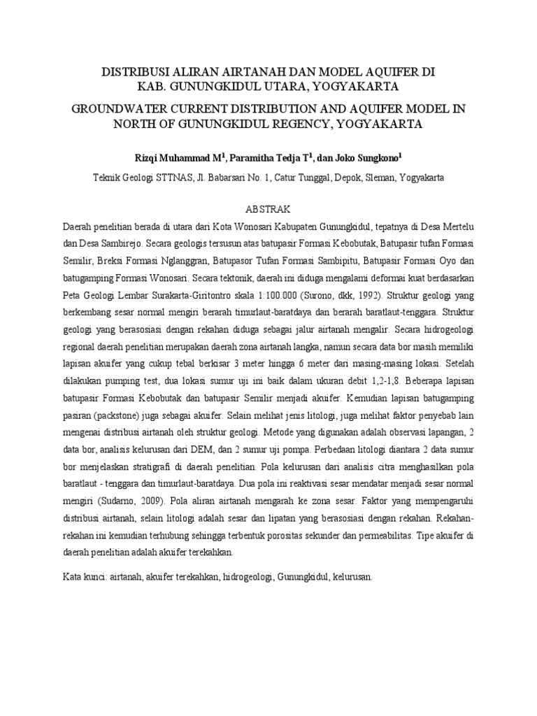 DISTRIBUSI ALIRAN AIRTANAH DAN MODEL AQUIFER - Rizqi Muhammad M PDF | PDF