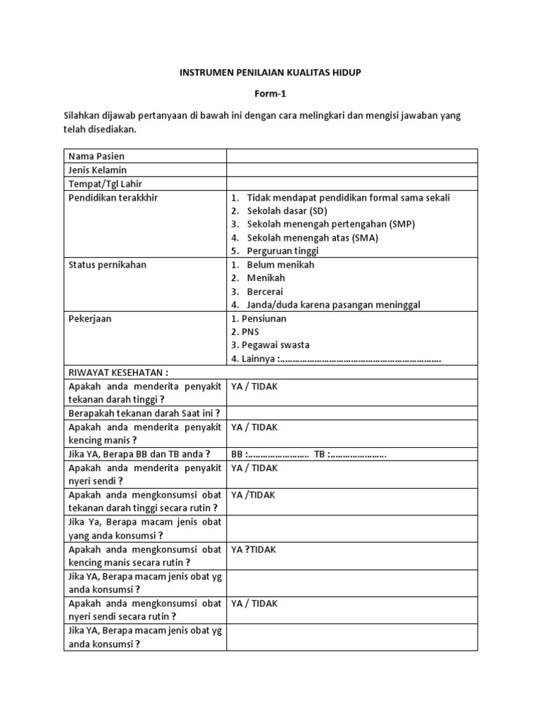 Kuesioner EQ-5D-5L untuk Lansia | PDF | Gaya Hidup