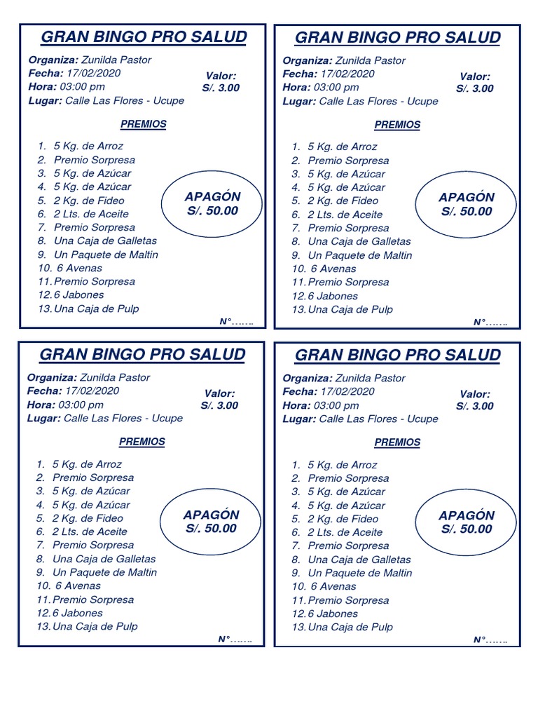 BINGO | PDF | Cocina, comidas y vino