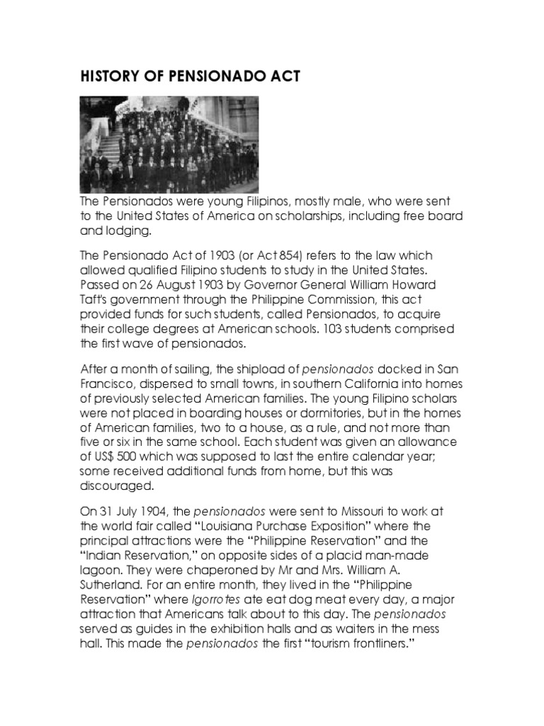 History of Pensionado Act | PDF | Politics | Travel
