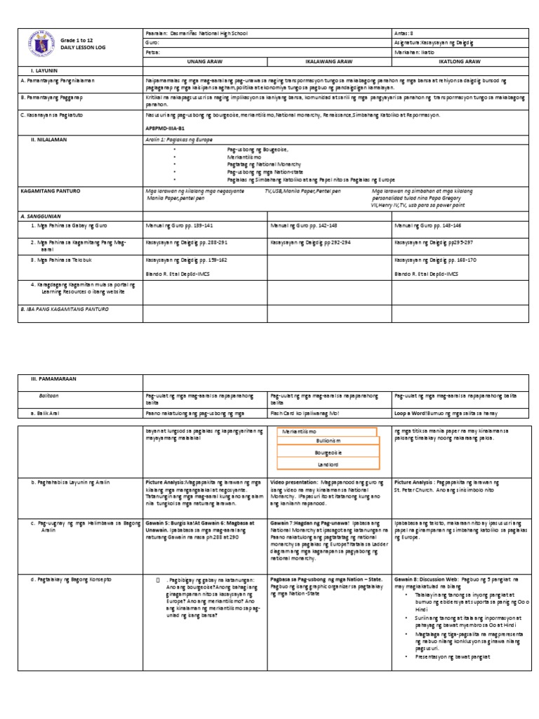 DLL Grade 8 3rd Grading A | PDF