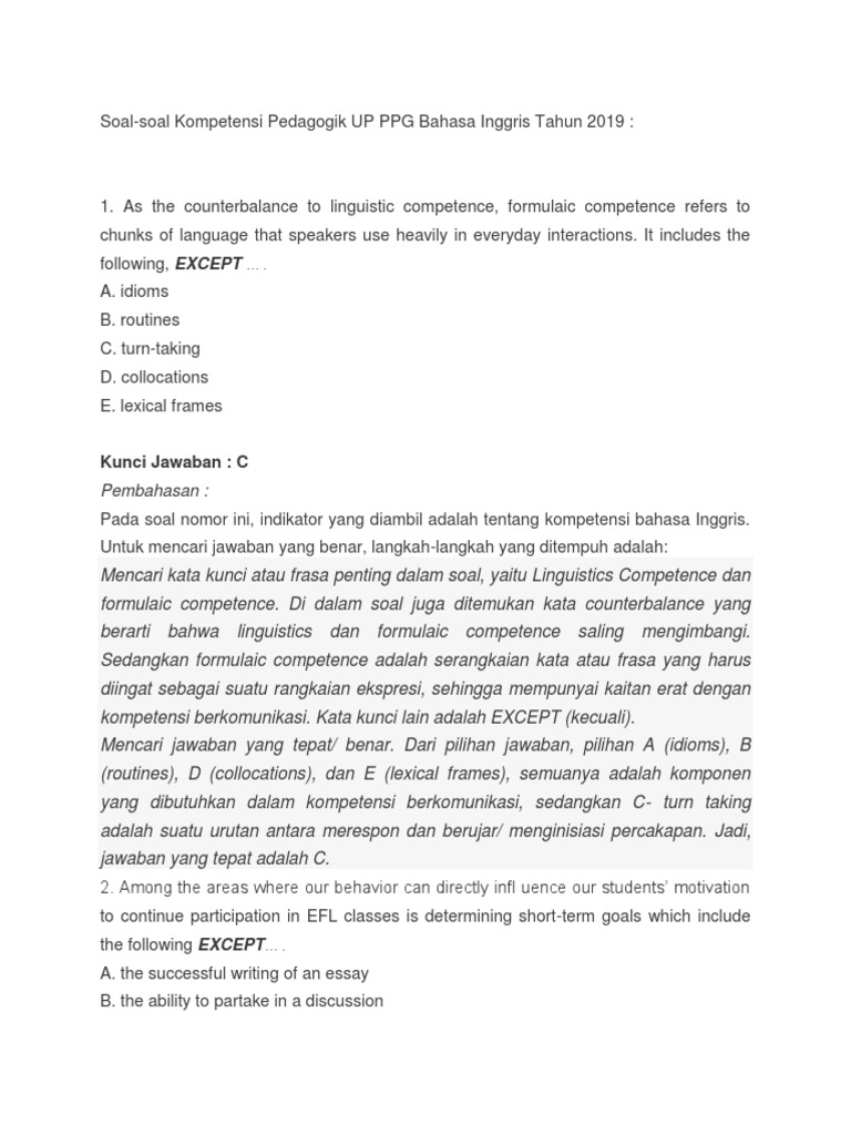 Contoh Soal Pedagogik | PDF