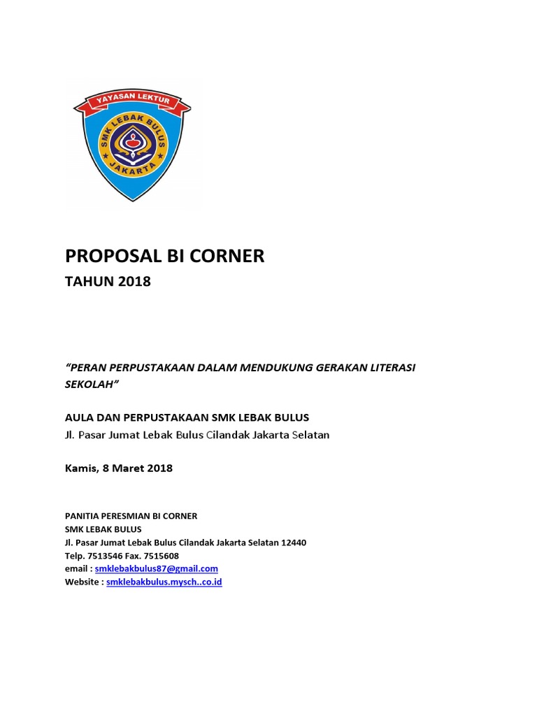 TOR Launching BI Corner SMK LEBAK BULUS | PDF