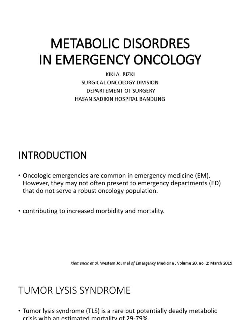 Oncologic Metabolic Emergencies | PDF