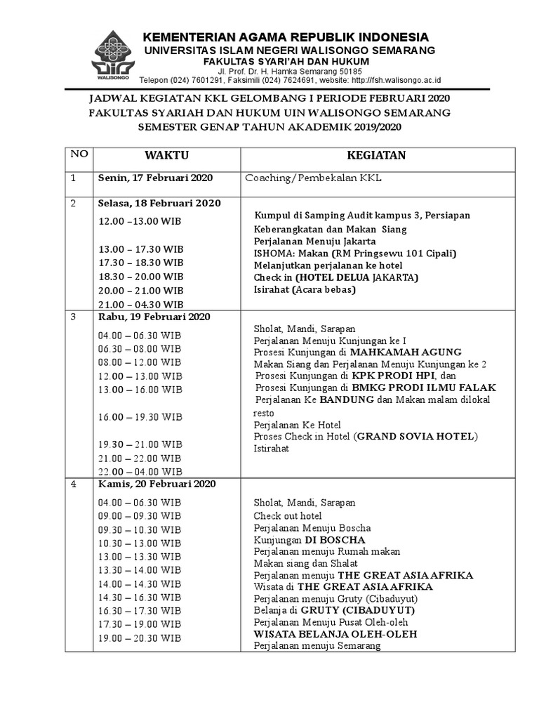 JADWAL KKL DAN TATA TERTIB | PDF