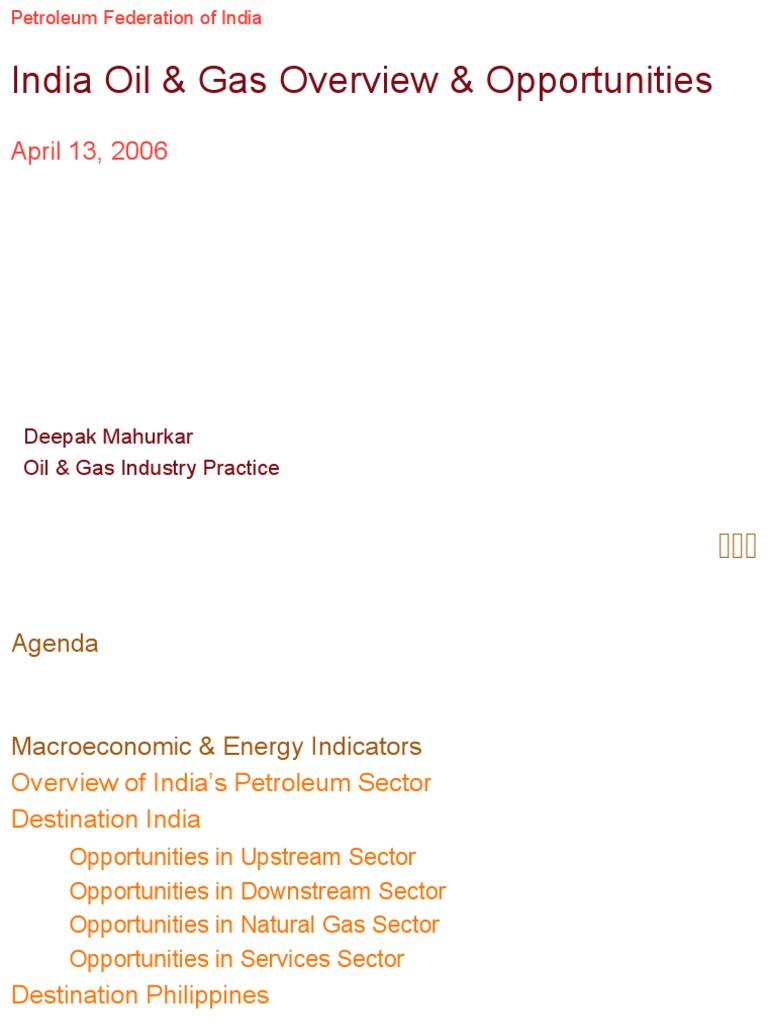 India Oil & Gas Overview & Opportunities: April 13, 2006 | PDF ...