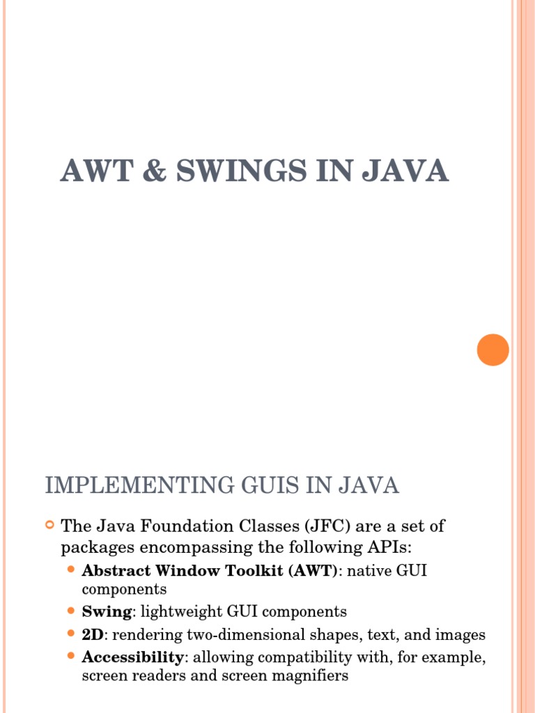 Java AWT Swing | PDF | Teaching Methods & Materials