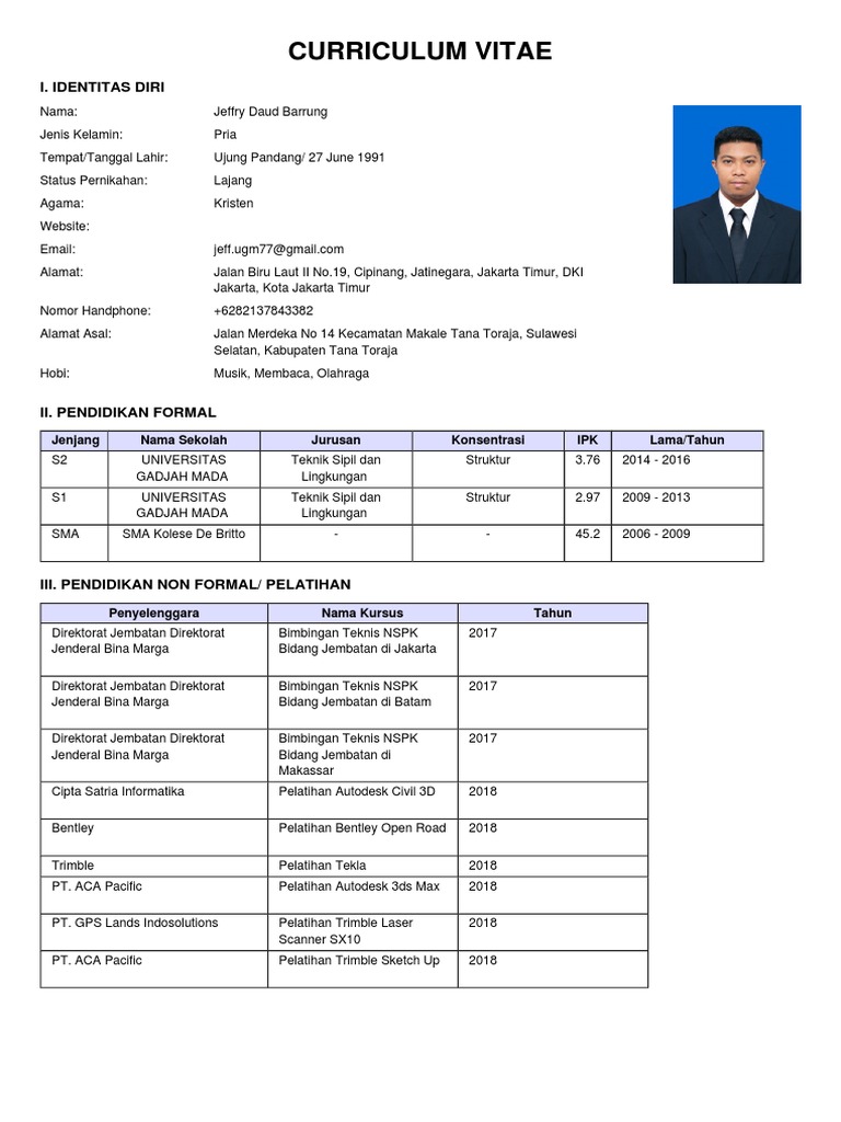 A Curriculum Vitae for a Civil Engineer | PDF