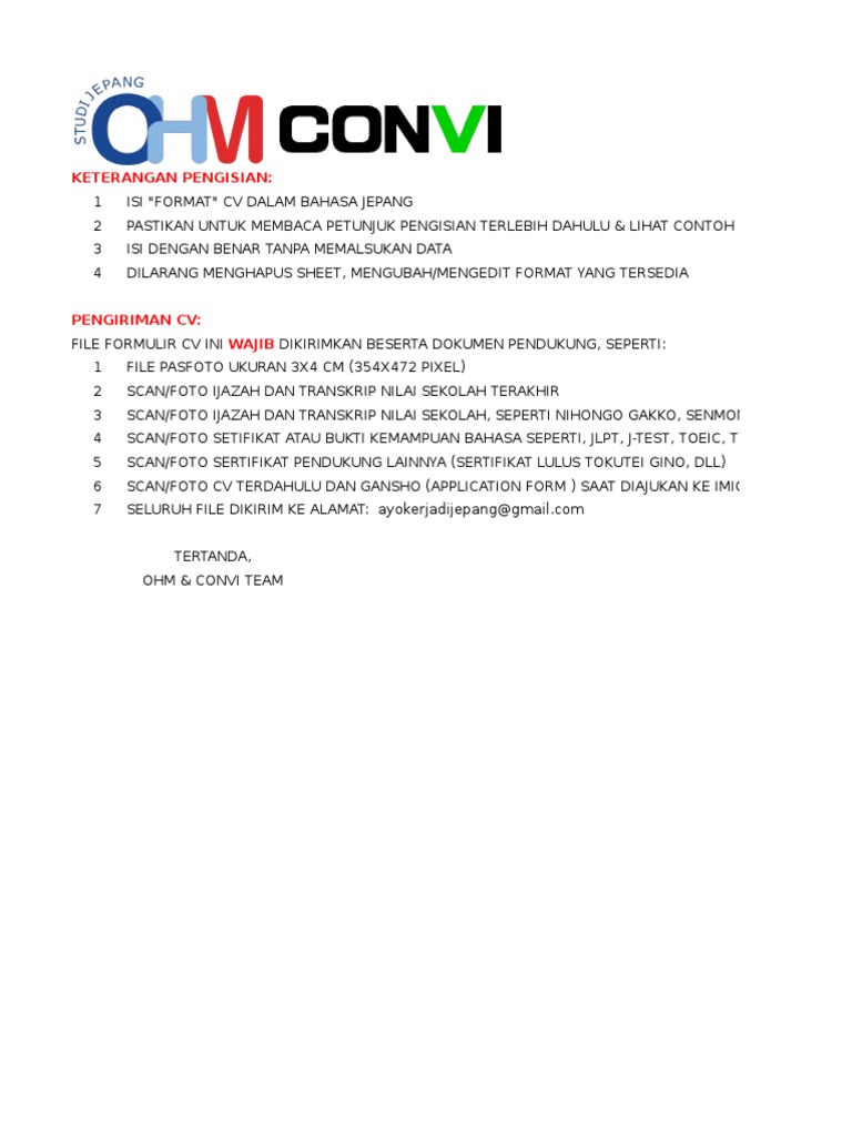 Format CV Ohm Convi | PDF