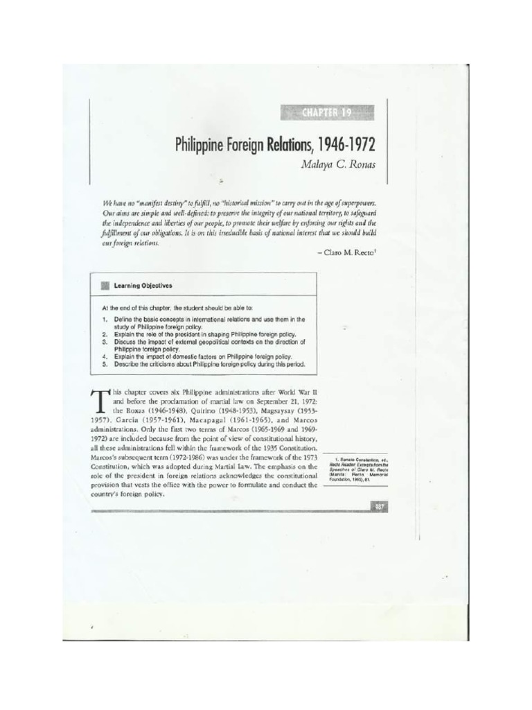 Philippine Foreign Relations - Philippine Politics and Governance | PDF