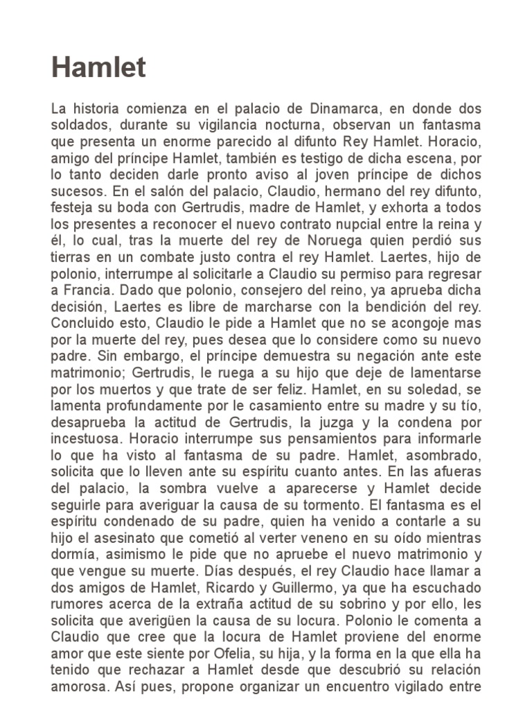 Resumen Hamlet | PDF | Aldea | Claudio