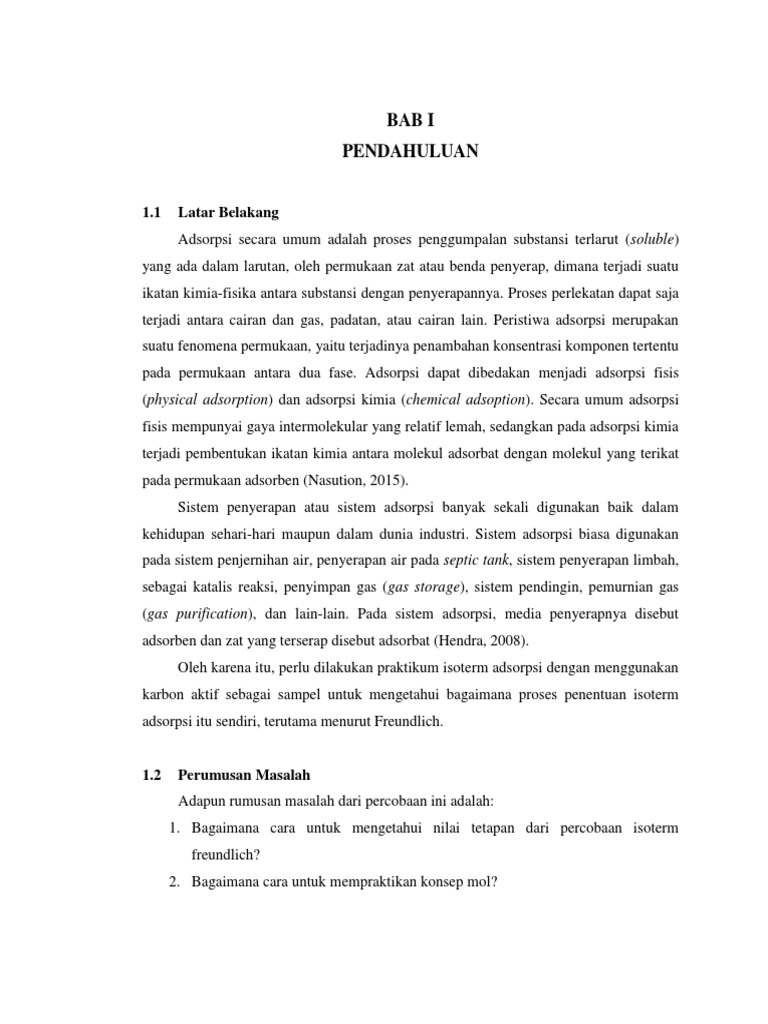 Isoterm Adsorpsi Freundlich dan Karbon Aktif | PDF