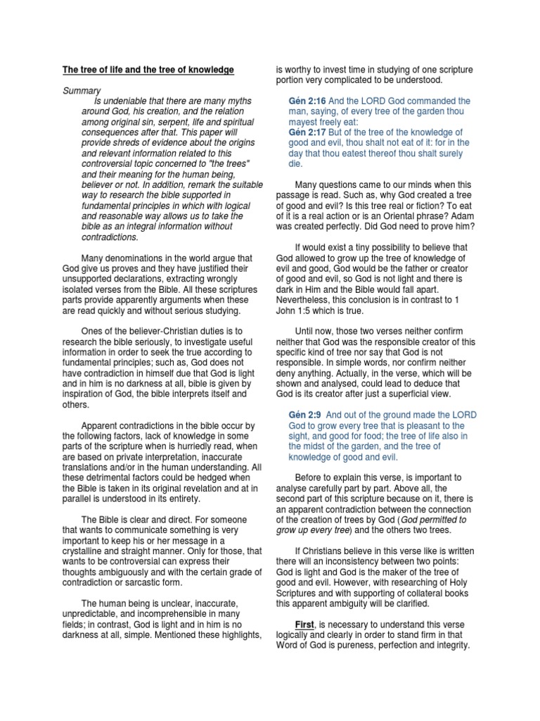 The Tree of Life and The Tree of Knowledge v01 | PDF