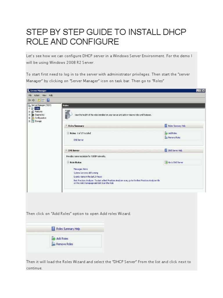 Step by Step Guide To Install DHCP Role and Configure | PDF | Computers