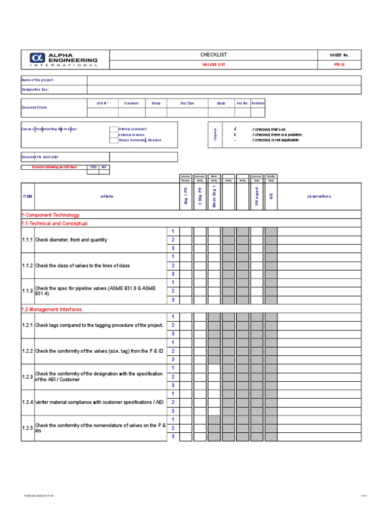 CHECK-LIST PR-10 VALVES LIST - Fr.en | PDF