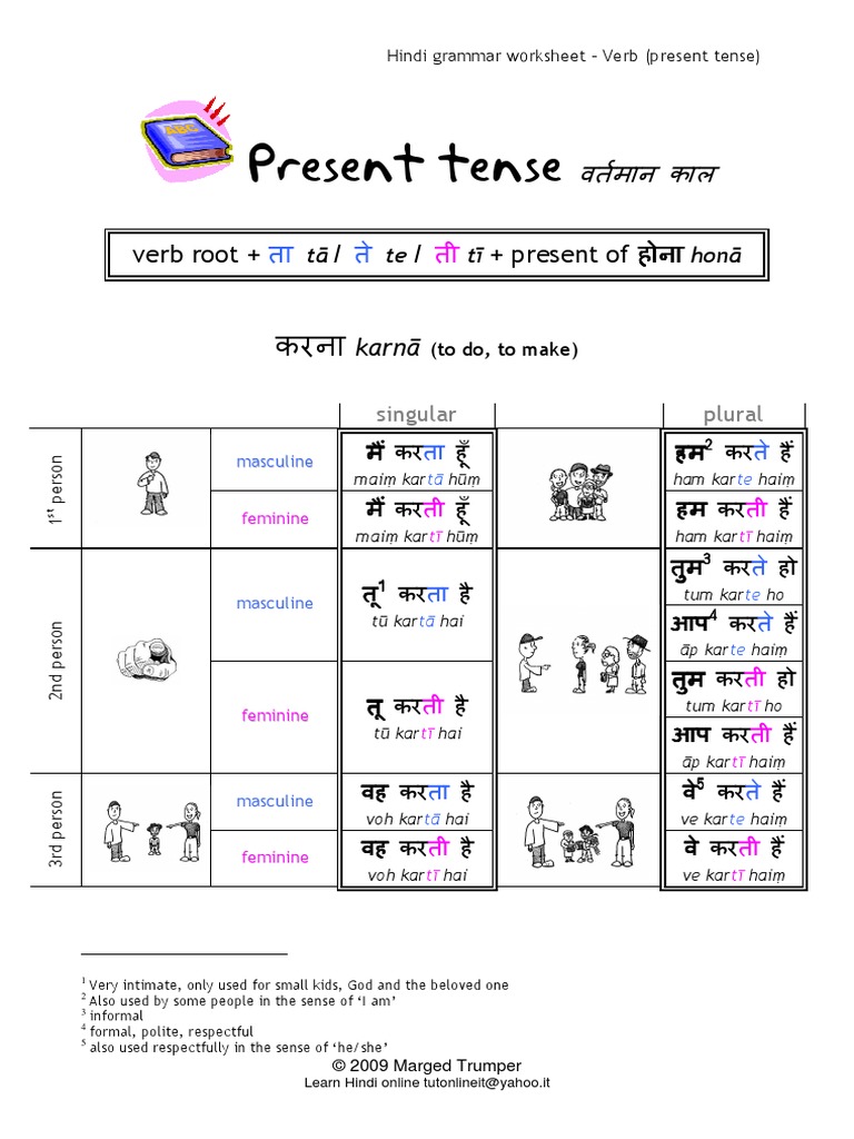 Hindi Grammar Worksheet Present Tense Action in Simple Present PDF | PDF