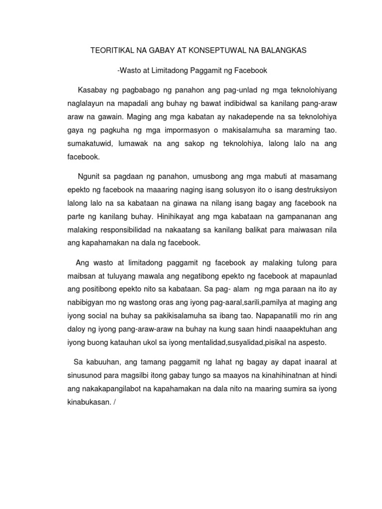 Teoritikal Na Gabay at Konseptuwal Na Balangkas | PDF