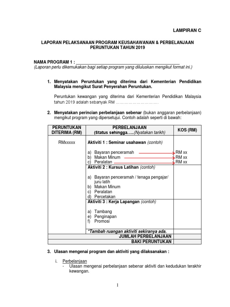Lampiran C LAPORAN PROGRAM | PDF | Bisnis | Seni