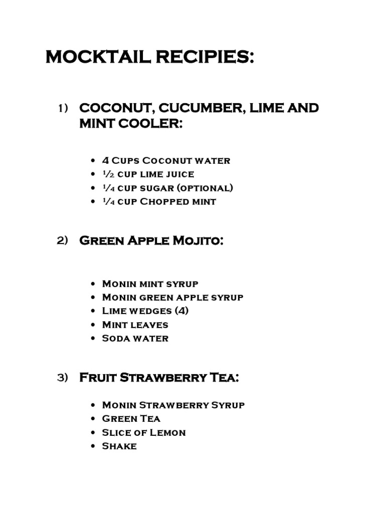 Mocktail Recipes | PDF