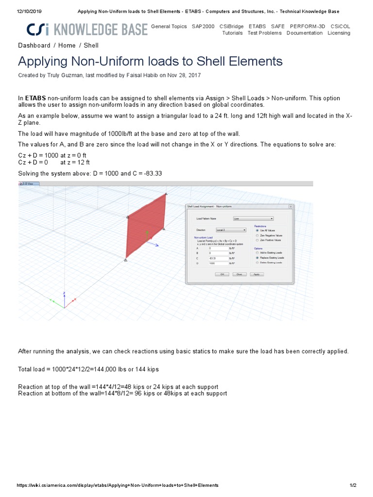 Applying Non-Uniform Loads To Shell Elements - ETABS - Computers and Structures, Inc ...
