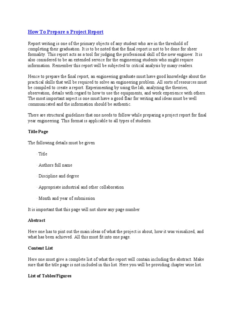 How To Prepare A Project Report: Title Page | PDF | Typefaces ...