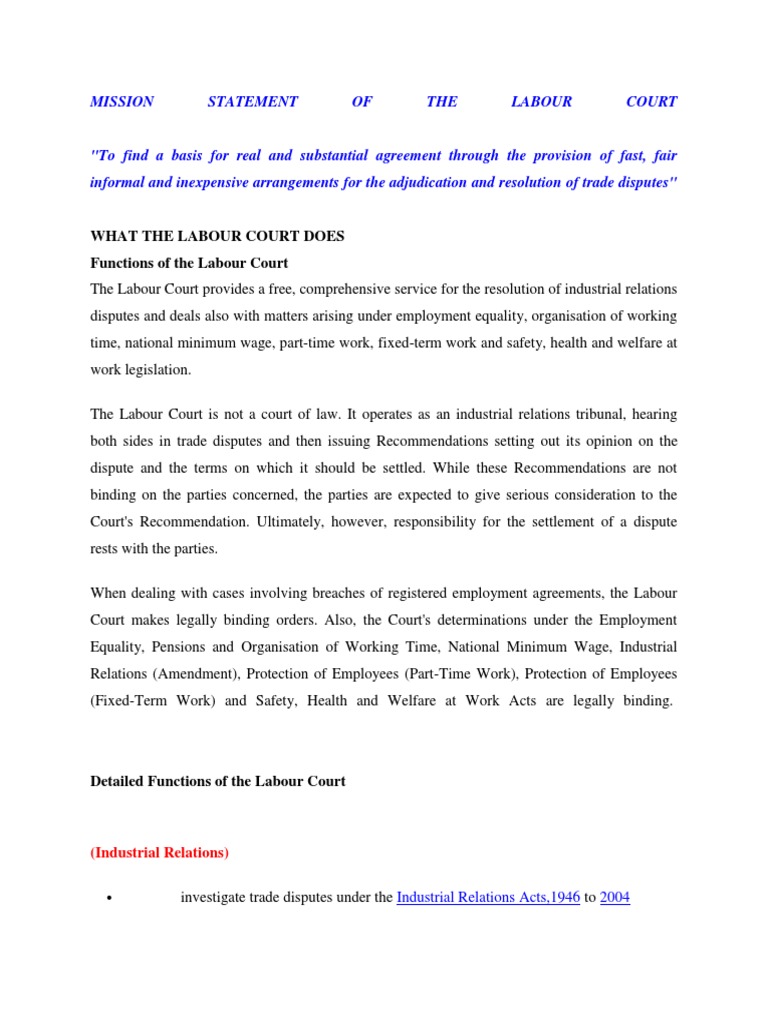 Function of Labour Court | PDF | Employment | Industrial Relations