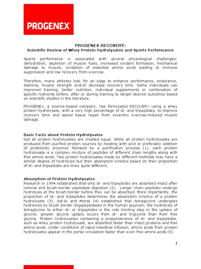 PROGENEX Recovery Tech Article | PDF | Glycogen | Proteins