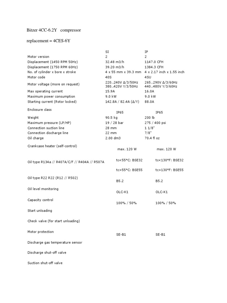 Bitzer 4CES-6Y | PDF | Machines | Engines